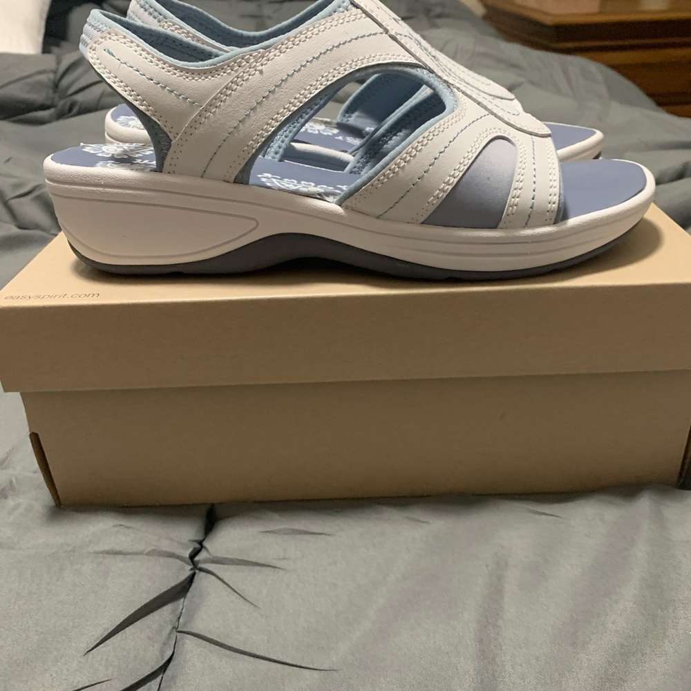 Brand New White And Blue Easy Spirit Highline Sandals… - Gem